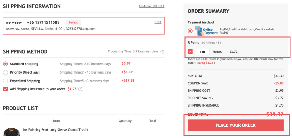 Saving with R points - Rosegal.com